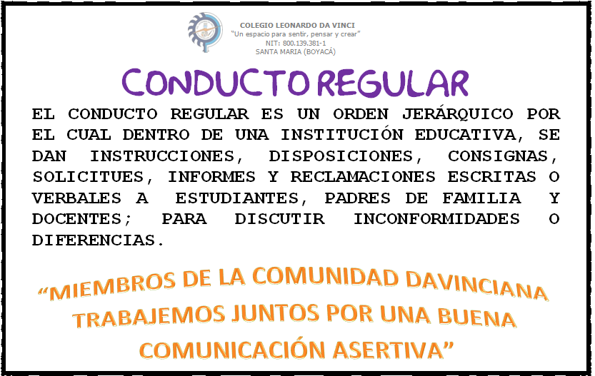 Conducto Regular – Colegio Davinci